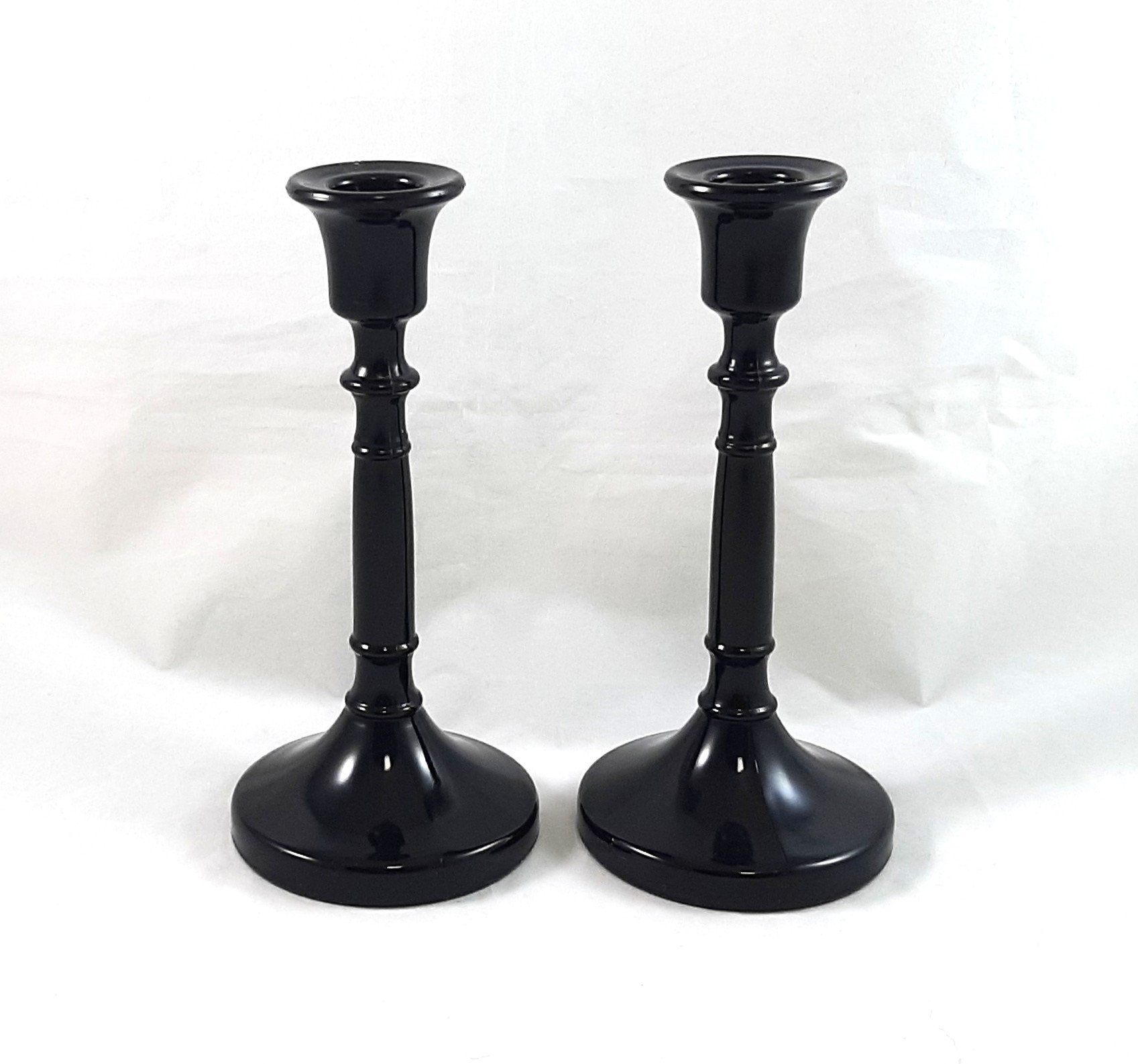 No. 439 - 7½" Candlestick (pair) (Ebony) - National Cambridge Collectors