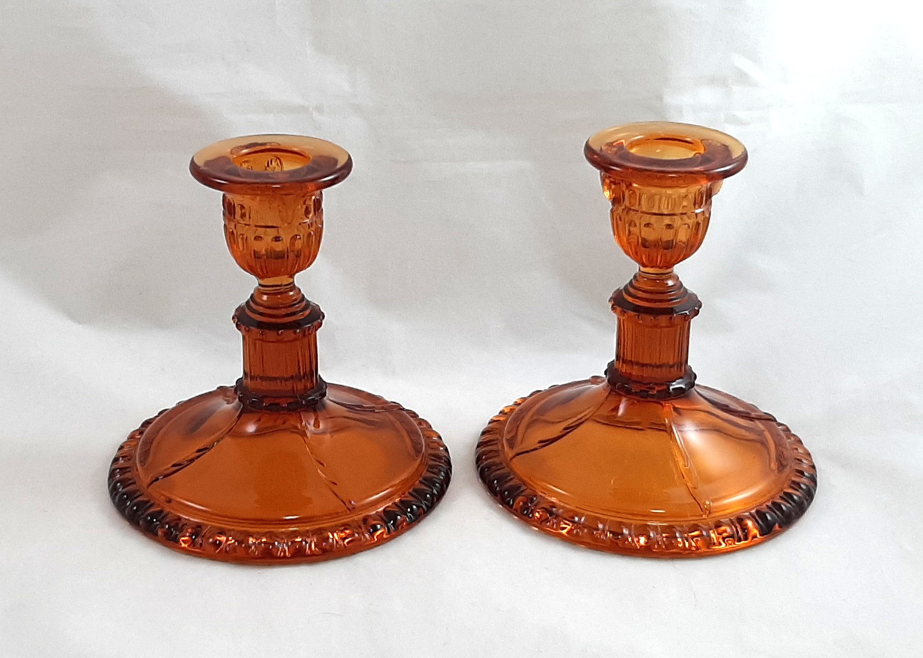 3500/74 Gadroon - 4" Candlestick (pair) (Amber) - National Cambridge ...