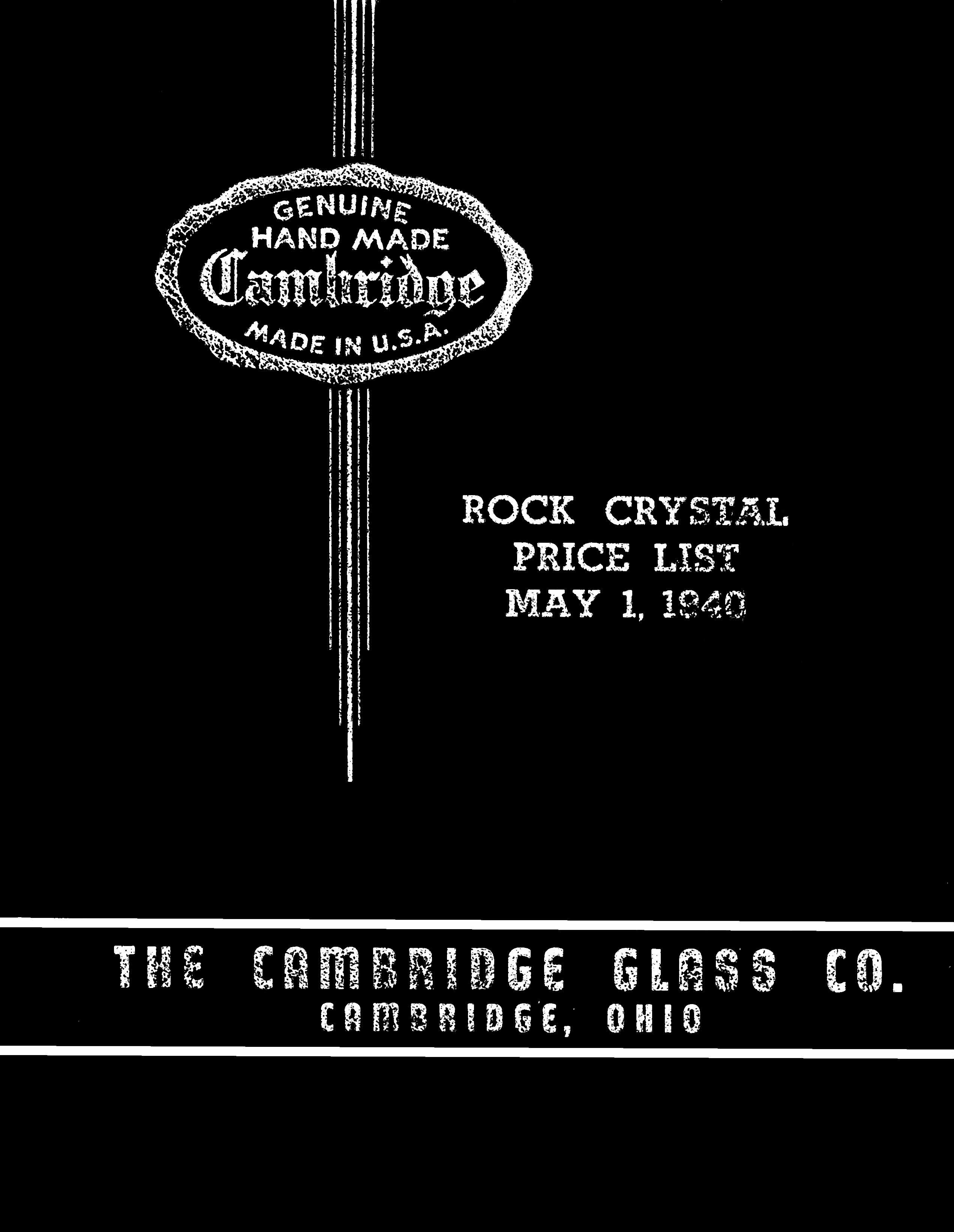 1940 Engraved Glassware Price Lists - National Cambridge Collectors