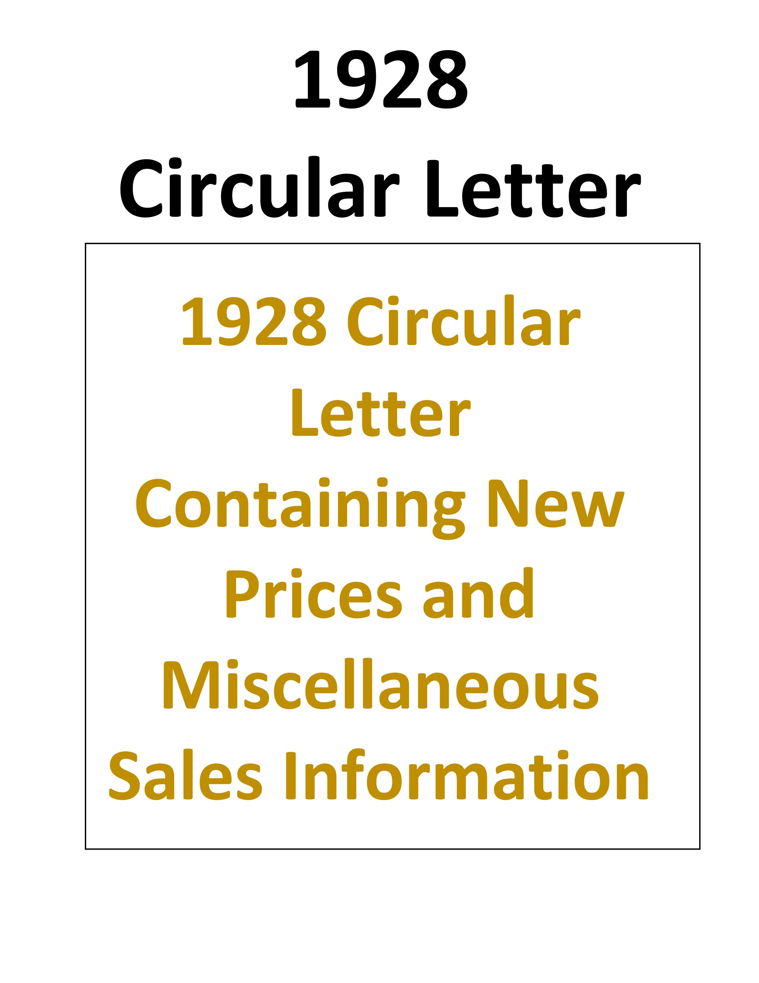 1928 Circular Letters - National Cambridge Collectors