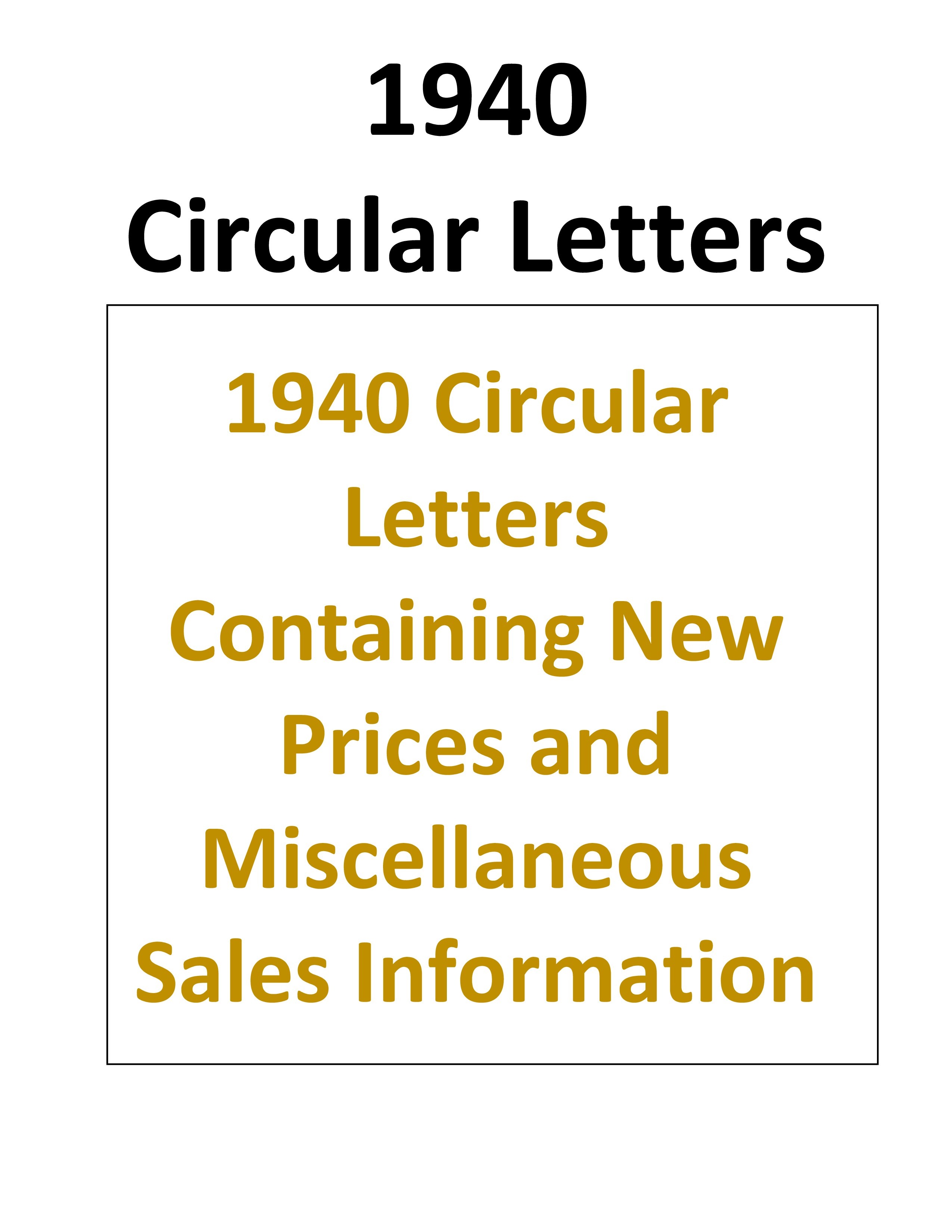 1940 Circular Letters - National Cambridge Collectors