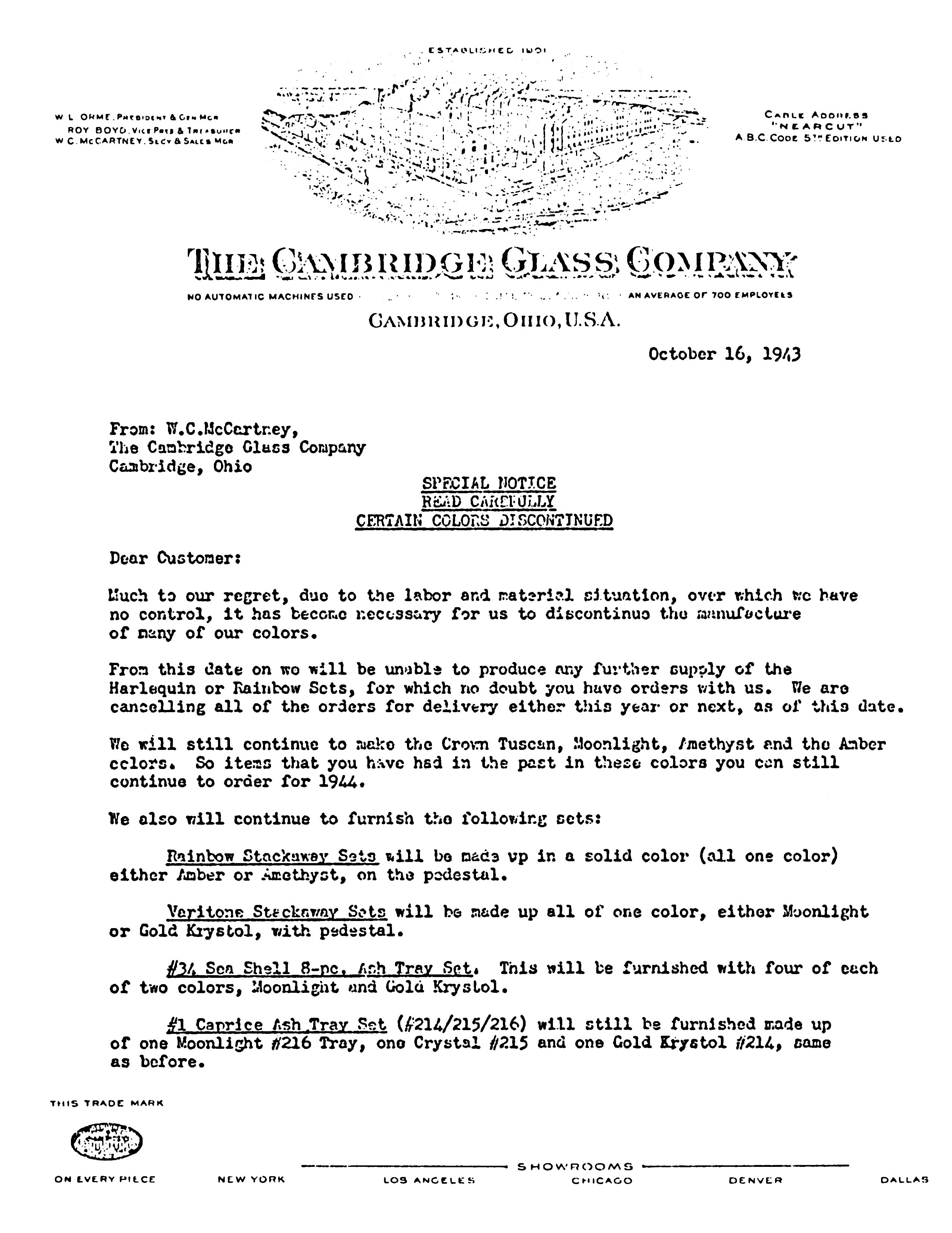 1943 Circular Letters - National Cambridge Collectors