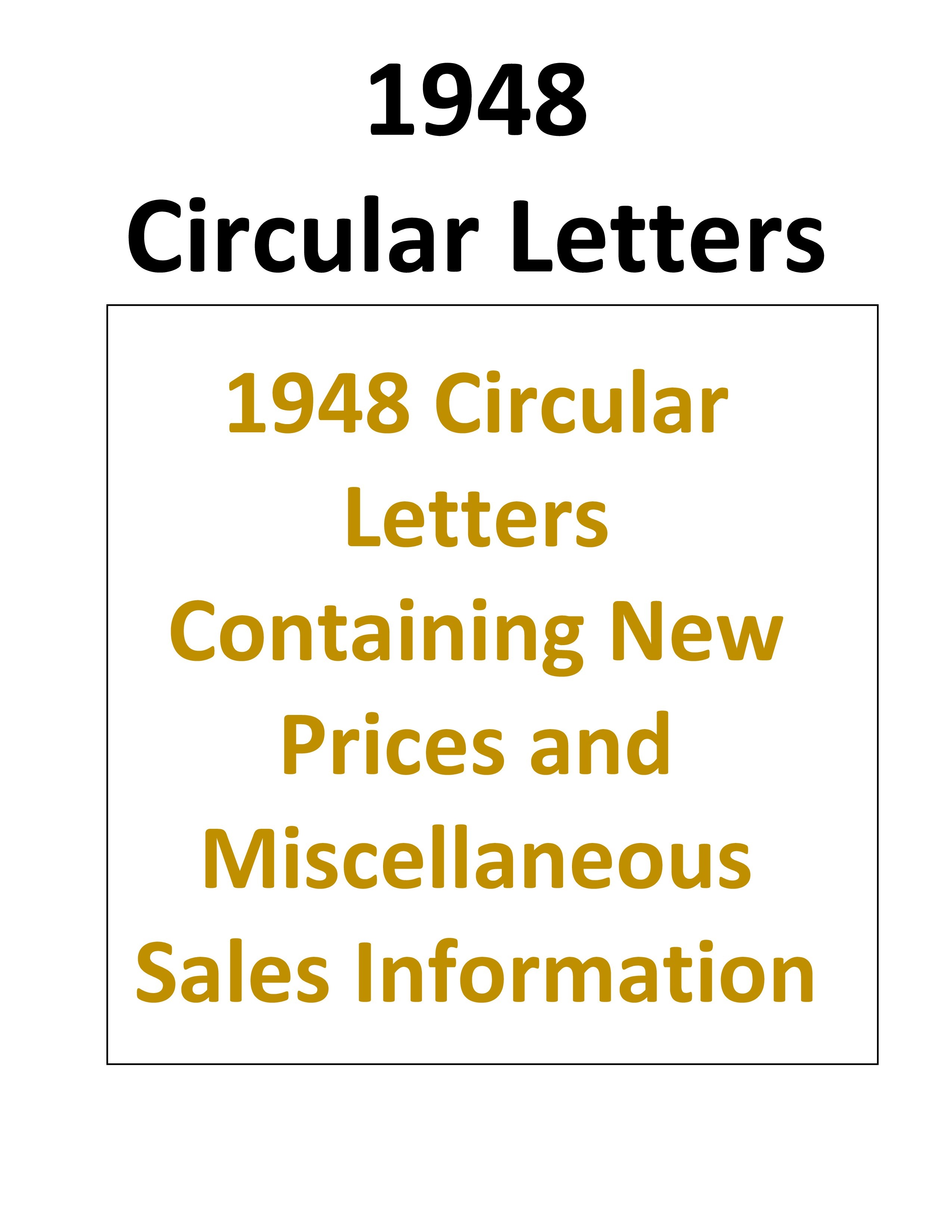 1948 Circular Letters - National Cambridge Collectors
