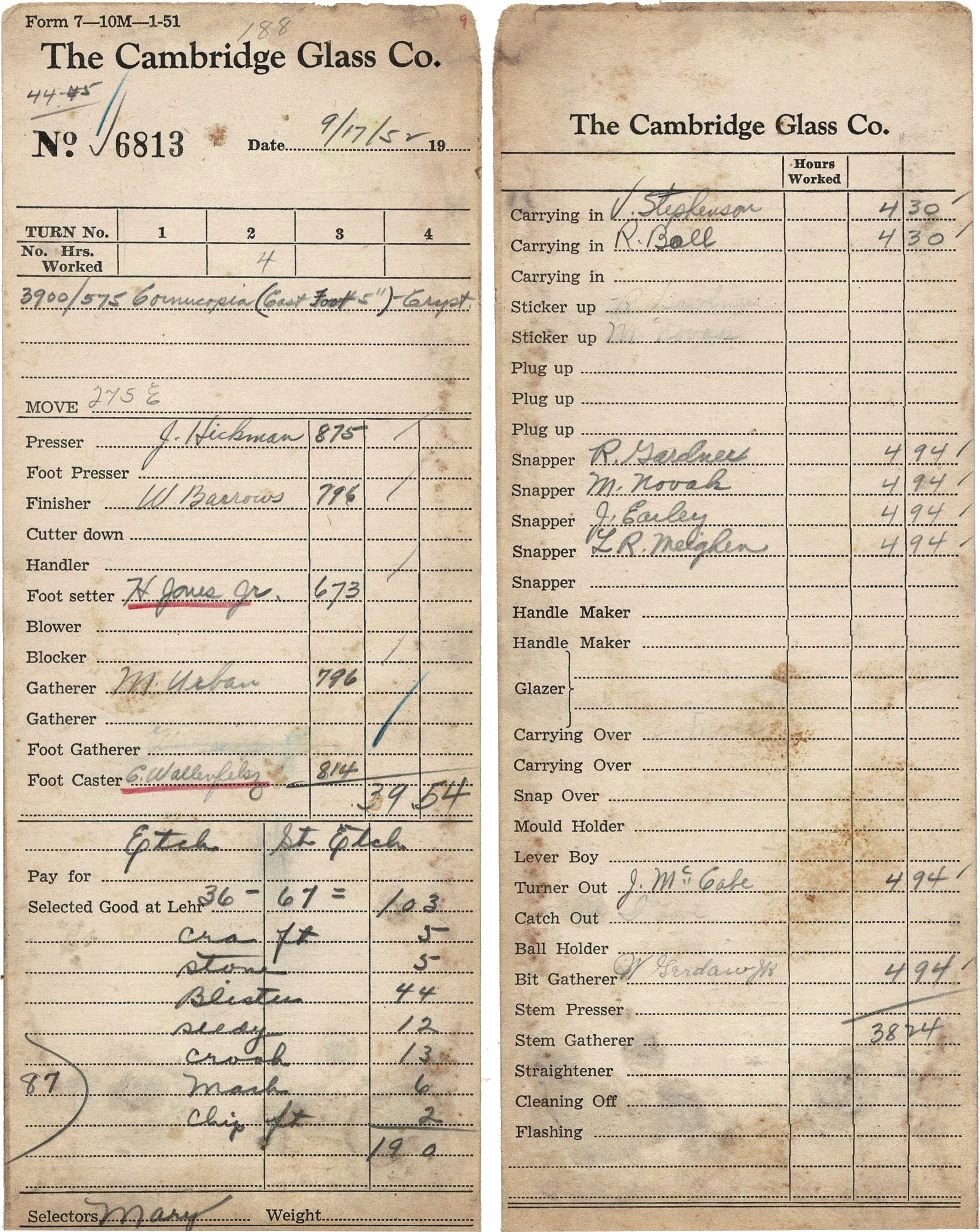 9/17/1952 - 3900/575 Cornucopia, 5" cast foot - National Cambridge ...